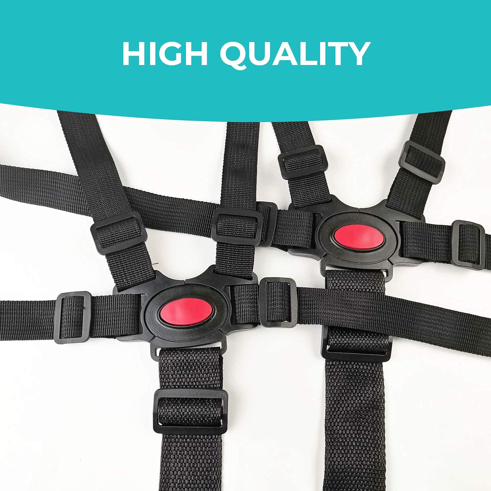 5 Point Harness Seat Belt,Adjustable Baby Seat Belt Full Protection Security Harness Seatbelt for High Chair and Pushchair Black