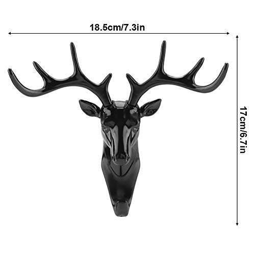 Hanger Rack Deer Hook, Deer Hook Holder, Wall Mount Plastic Antler Hook for Living Room Wall Decoration Home Room Decor Bathroom(Black)