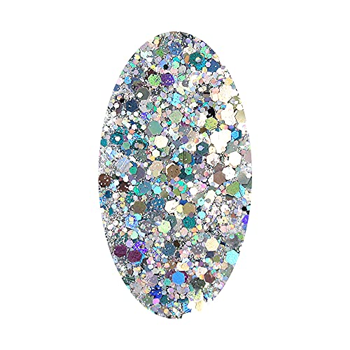 100g Holographic Glitter, Cosmetic Mixed Hexagon Chunky & Fine Craft Glitter Resin Sequins for Epoxy, Resin Art, Body, Hair, Face, Nail, Slime, Tumblers (Silver)