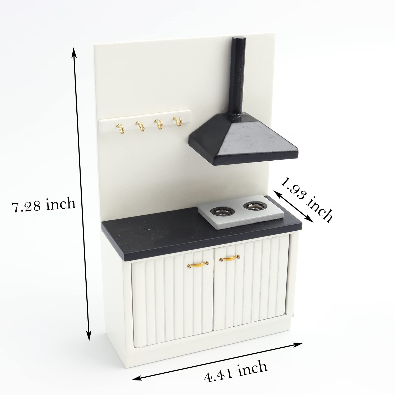 1/12 Scale Mini House Miniature Kitchen Furniture Fake Modern Wooden Miniature Kitchen Accessories Set Model