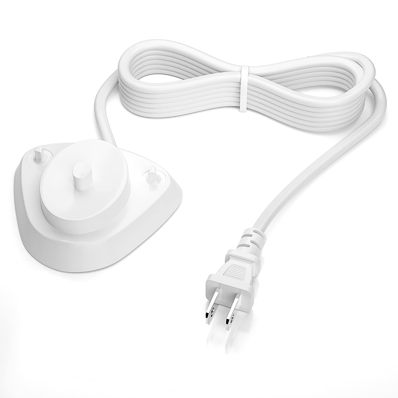 SoulBay Toothbrush Charger Model 3757 Replacement for Braun Oral B Electric Toothbrushes Series Pro D OC IPX7 Waterproof Charger Base Inductive Power Cord with 2 Brush Head Holders, White