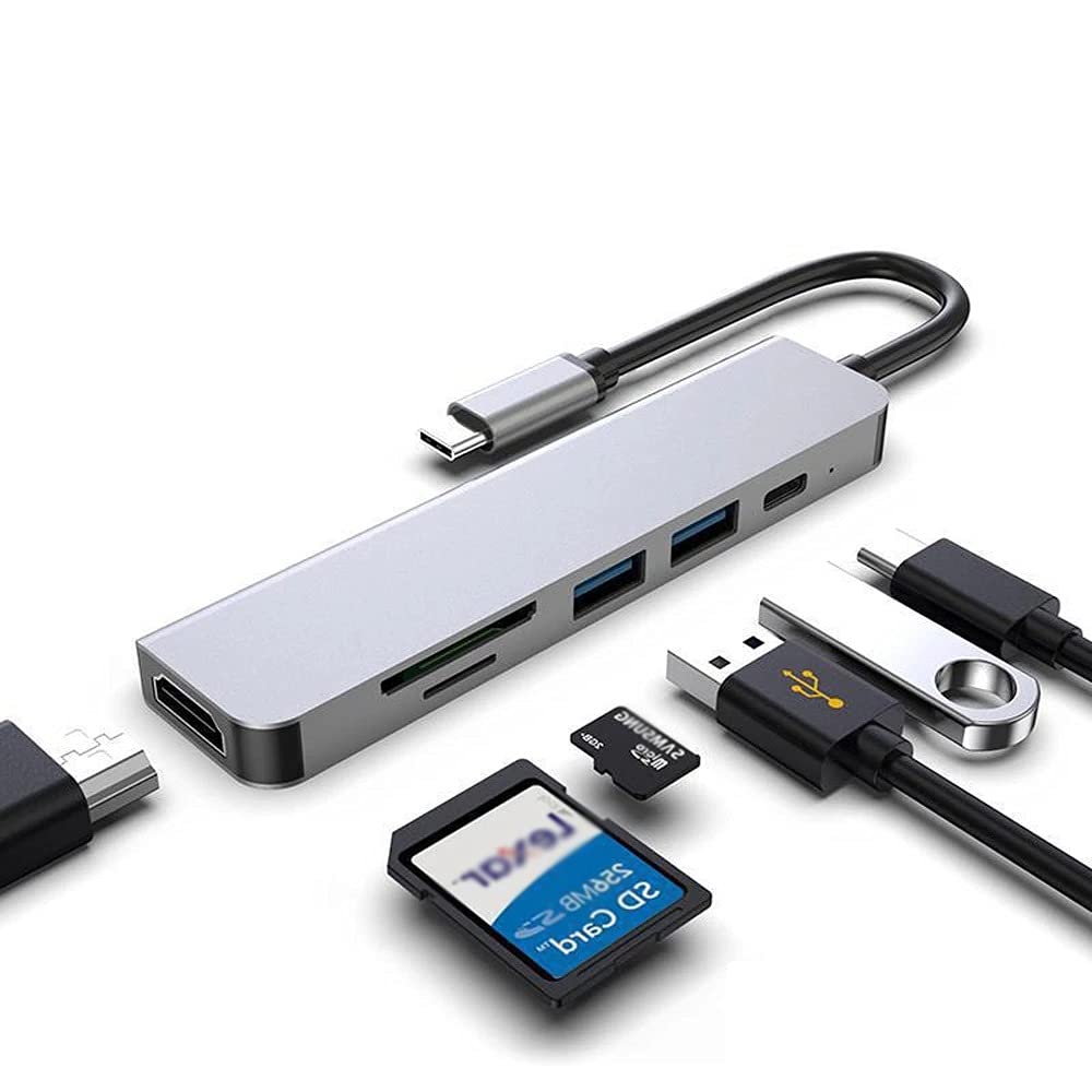 WJCCY USB HUB C Adapter 6 in 1 USB C to USB 3.0 HDMI-Compatible Dock USB-C Type C 3.0 Splitter