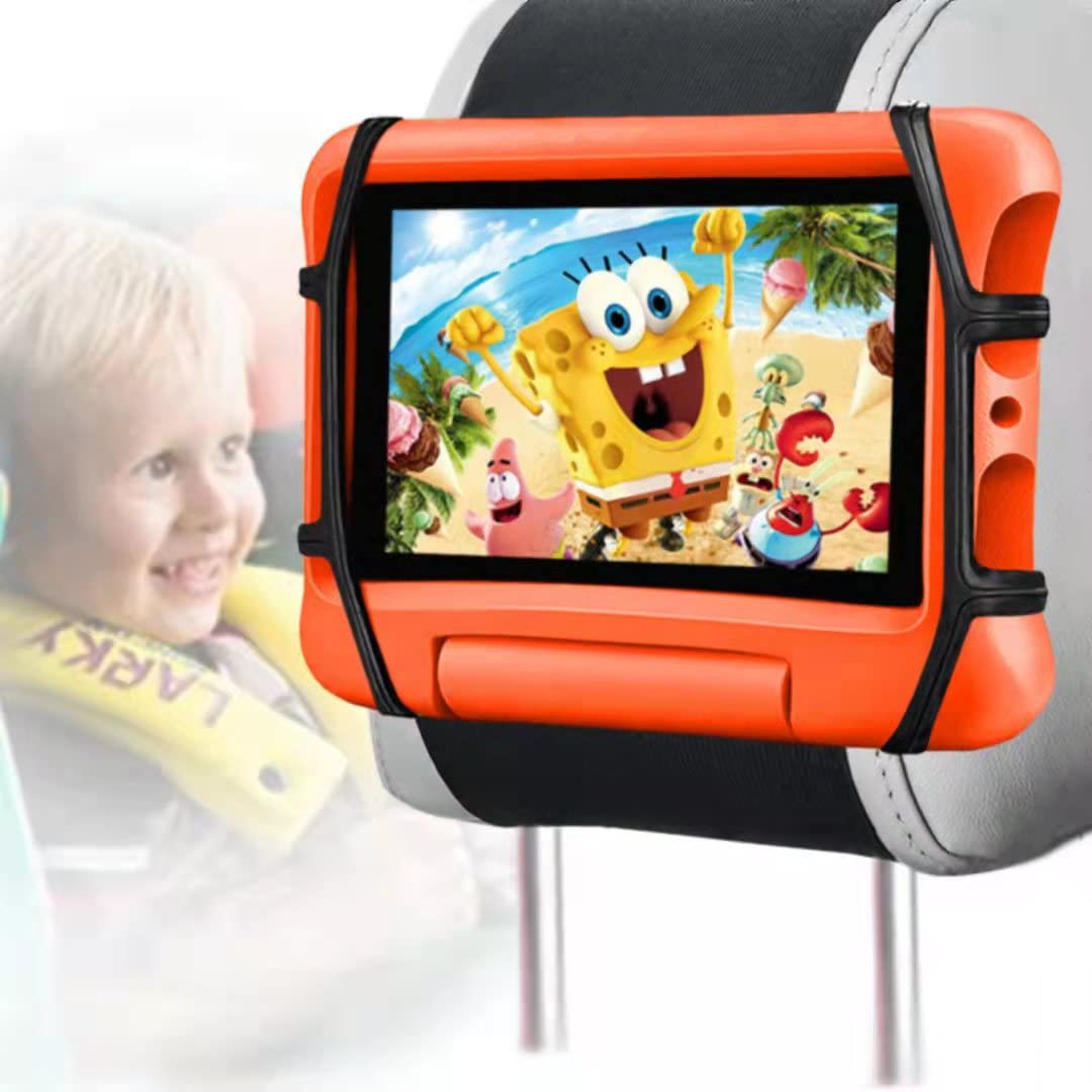 Car Headrest Tablet Mount Holder for Kids Back Seat, Fit for Ipad, Kindle, Fire HD 7,8,10,HDX, Nintendo Switch and Other 7 to 10.9 Inch Tablets, 360 Adjustable, Anti Vibration and Easy to Instal