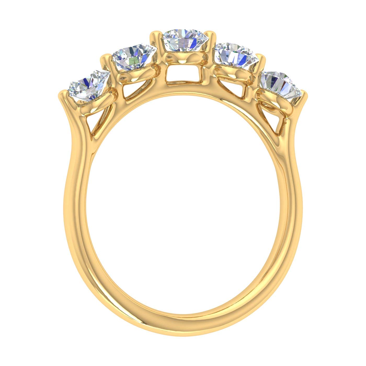 1 Carat 5-Stone Diamond Wedding Band Ring in 14K Yellow Gold (Ring Size 7) - IGI Certified