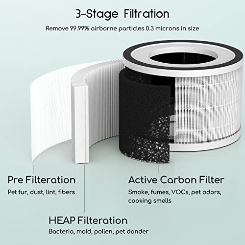 Afloia HEPA Air Purifiers for Home Large Room Up to 880 Ft², H13 True HEPA Filter Air Cleaner for Home with 2 Pack Air Filter