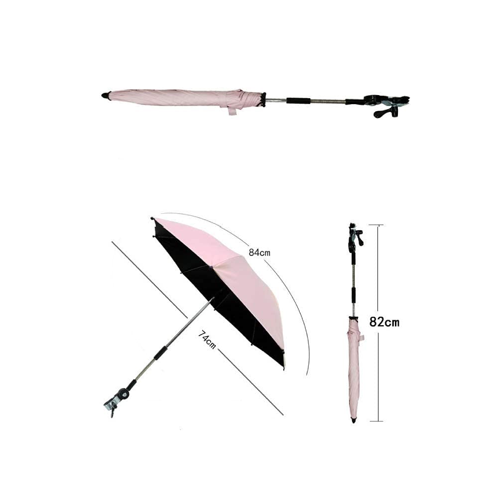 Baby Strollers Umbrella, Waterproof UV Protection Baby Pram Sun Umbrella Canopy Sun Rain Umbrella Parasol with Clip Clamp Strollers Accessories,Suitable for Beach Chairs, Baby Strollers (Black)