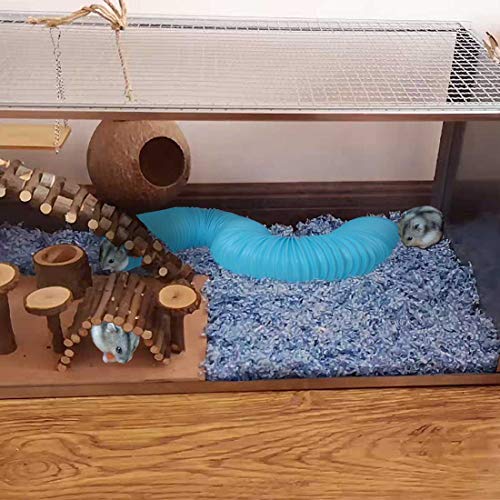 PINVNBY Hamster Fun Tunnels Pet Mouse Plastic Tube Toys Small Animal Foldable Exercising Training Hideout Tunnels for Guinea Pigs,Gerbils,Rats,Mice,Ferrets and Other Small Animals(2 PCS Blue)