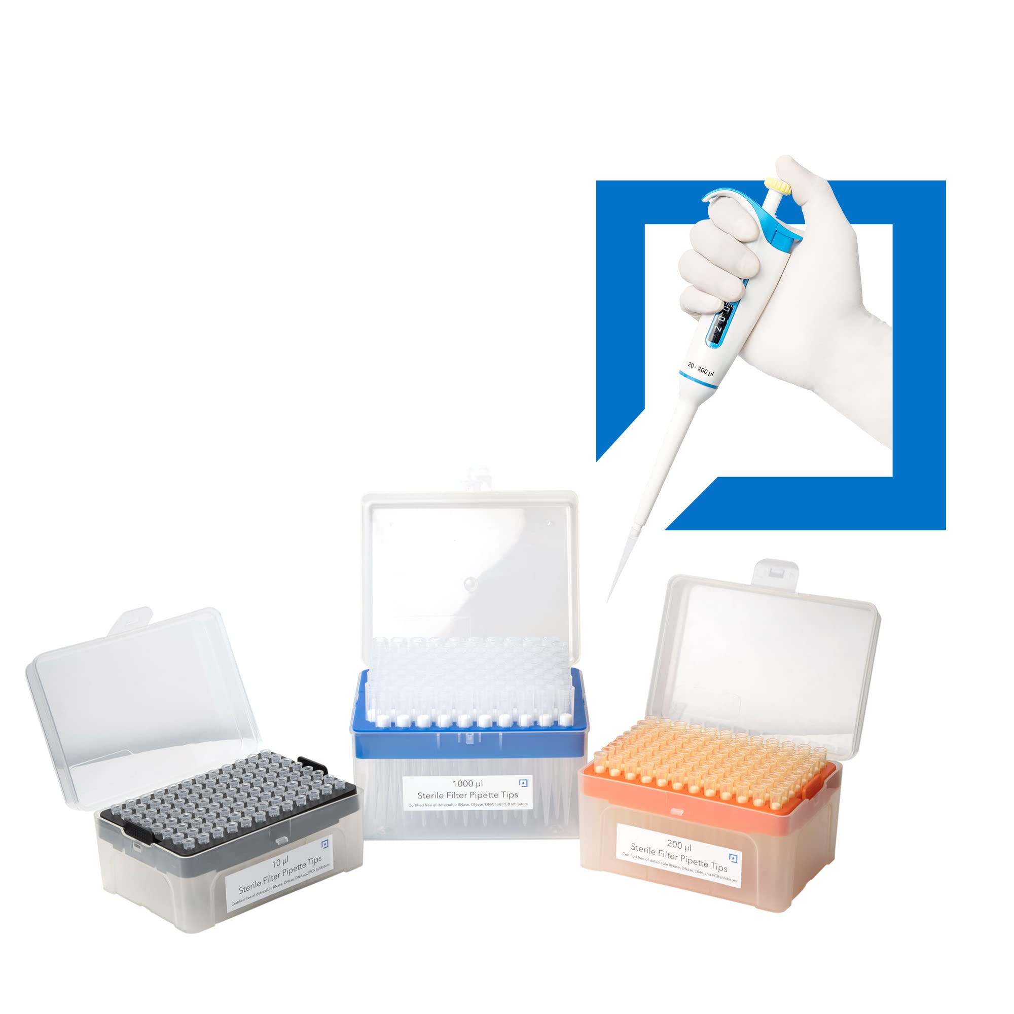 MICROLIT - Filtered Micropipette Pipette Tips, Low-Retention and Clean-Release Hydrophobic Transfer Pipette Tips, Universal Fit 1000 ul Pipette Tips, 480-Count Plastic Pipette Tips, 1 Pack of 5 Racks