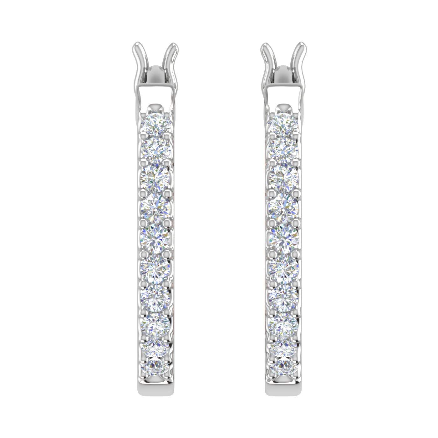 1/10 Carat Diamond Ladies Small Hoop Earrings in 10K White Gold
