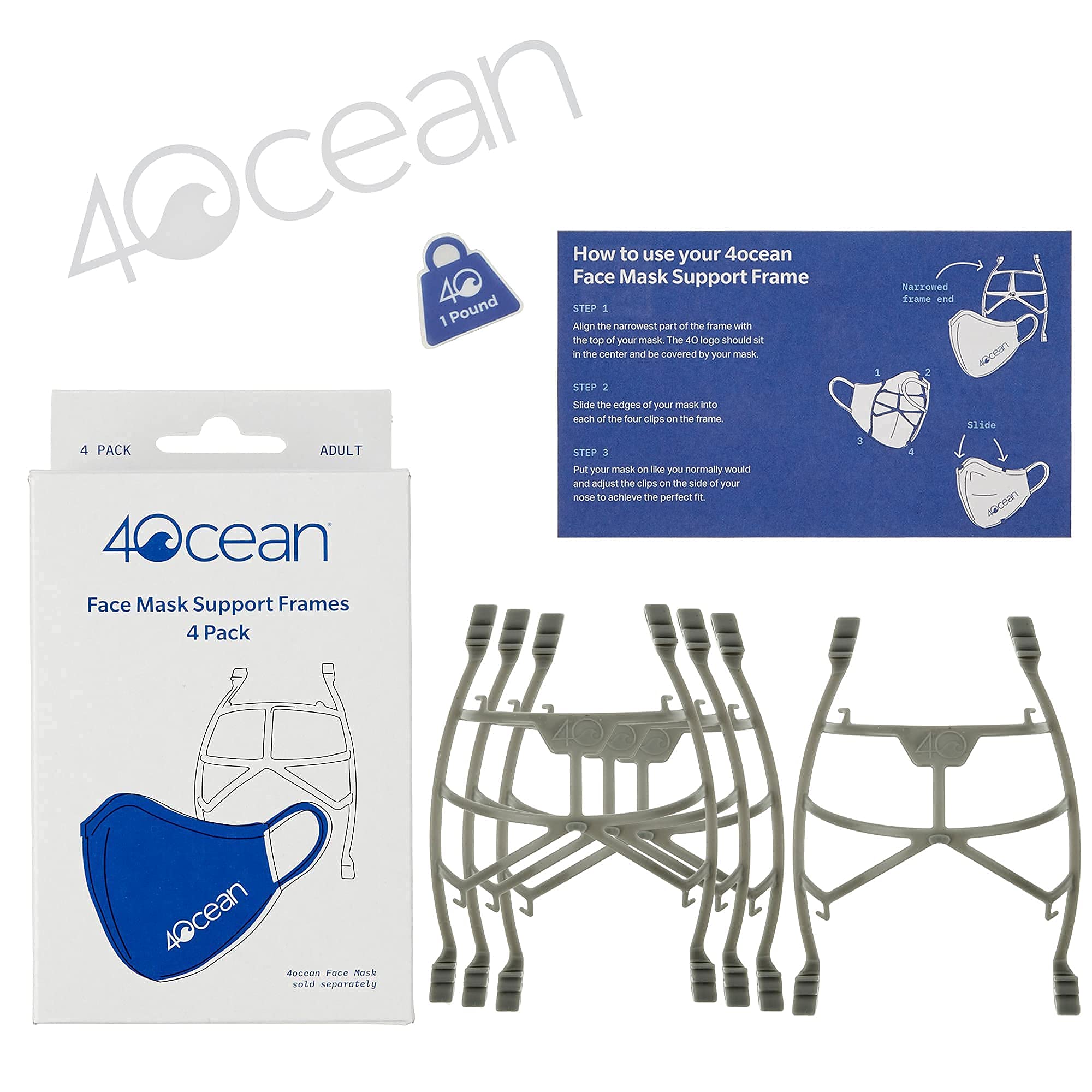 4ocean Face Mask Support Frame (Large, 4-Pack)