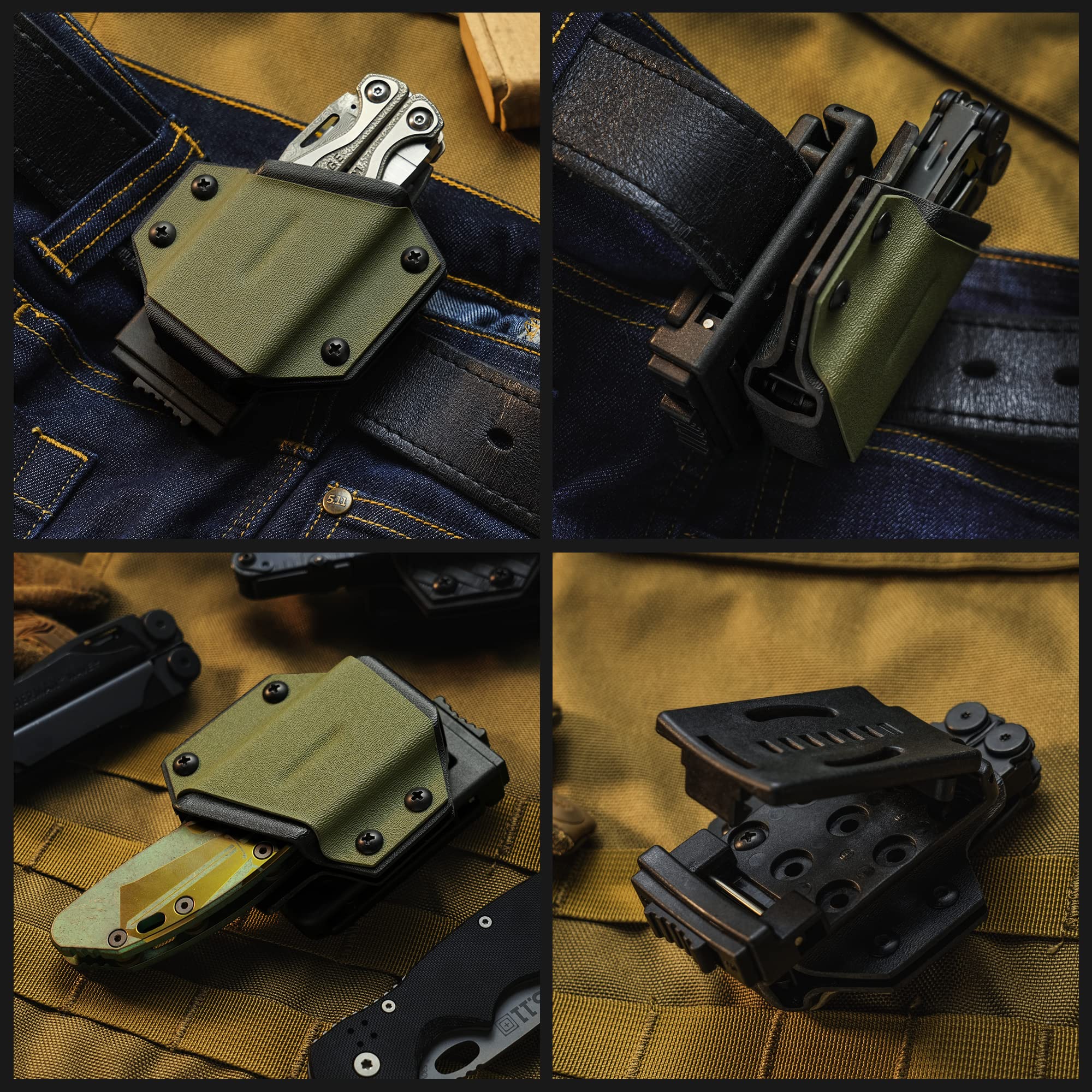 TACTICAL GEEK TX1Multi-Tool Sheath, EDC Multi Tool Sheath Holder Holster, Adjustable Sheath with Back Clip for Belt, Multi-Tool not Included (Green)