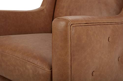 Amazon Brand – Stone & Beam Rosewood Button-Tufted Leather Wingback Accent Chair, 30"W, Cognac