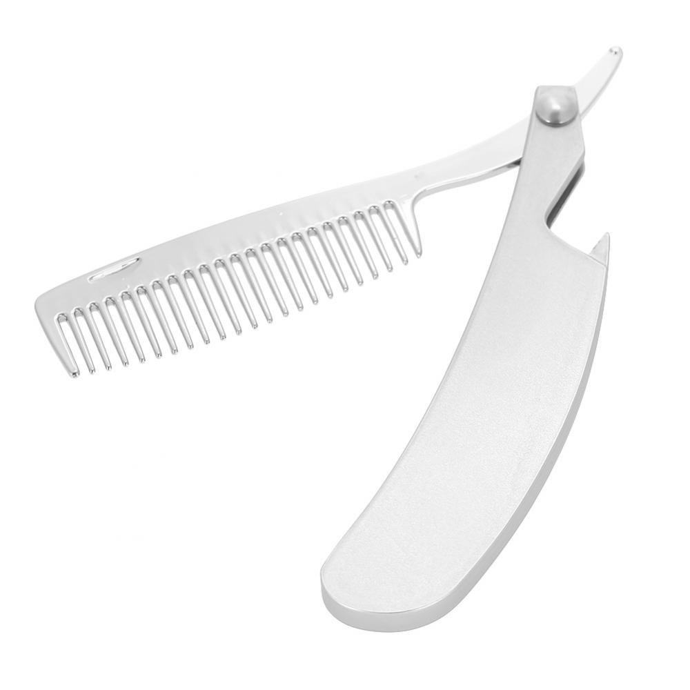 Folding Beard Comb, Portable Folding Mustache Tool Bottle Opener Portable Stainless Steel Beard Comb for Salon and Home Use