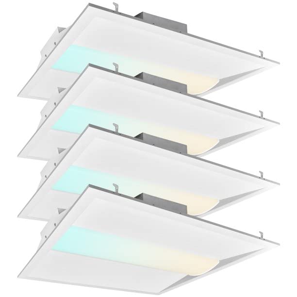2x2 LED Troffer Center Basket Panel, Color Tunable 3000K/4000K/5000K, Watt Adjustable 20W/30W/40W-Up to 5000 Lumens, 0-10V Dimmable, 100-277V-ETL&DLC Qualified, 4-Pack
