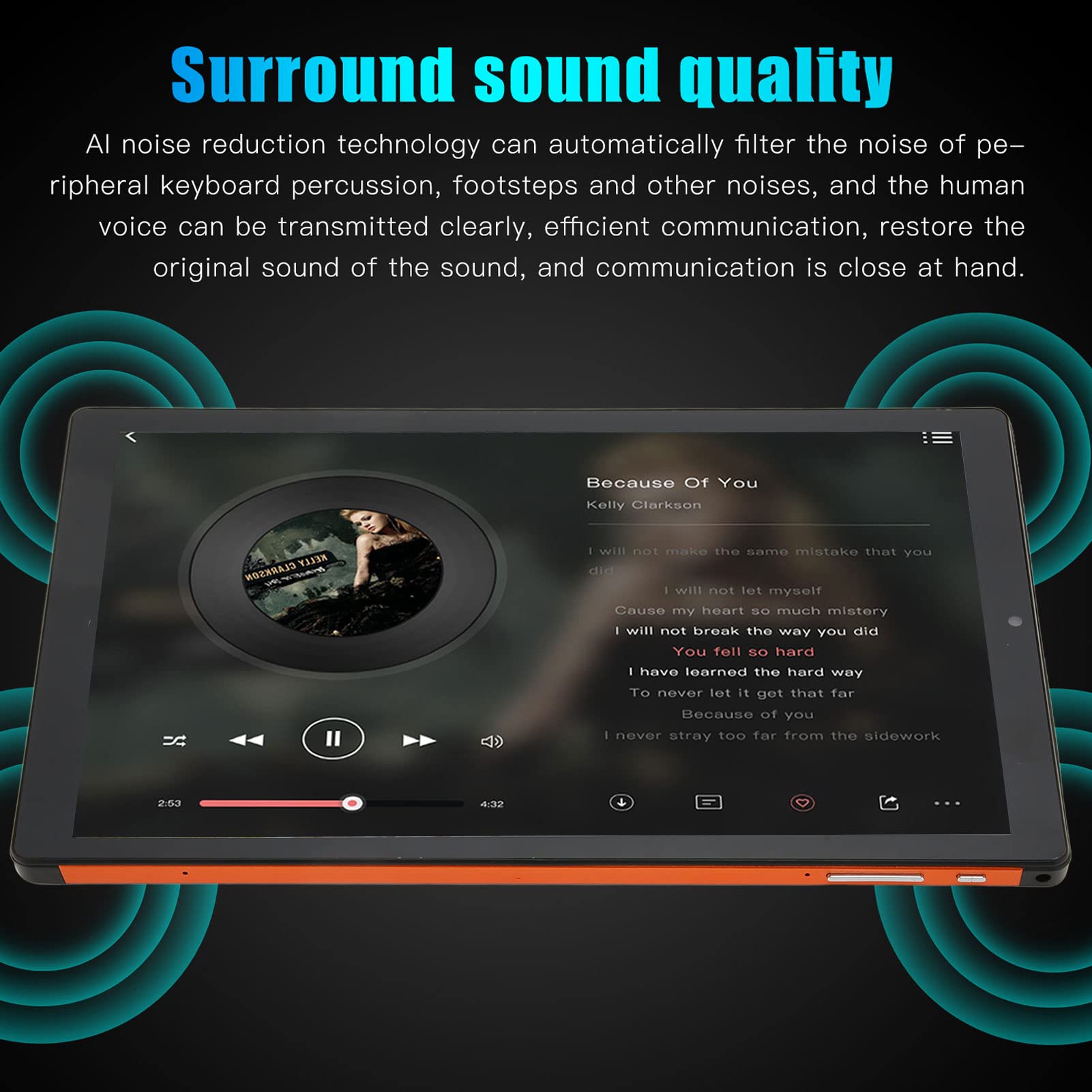 10.1 Inch Tablet, Orange Front 5MP Rear 13MP HD Tablet 2.4G 5G WiFi 1920x1080 IPS 6GB 128GB 100-240V for 11.0 for Reading (US Plug)