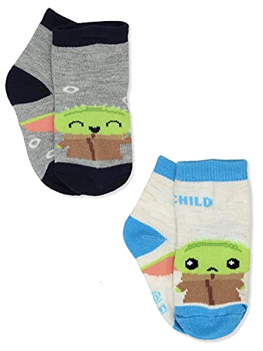 Disney Star Wars Mandalorian Baby Yoda Infant 6 Pack Quarter Socks (18-24 Months, Blue)