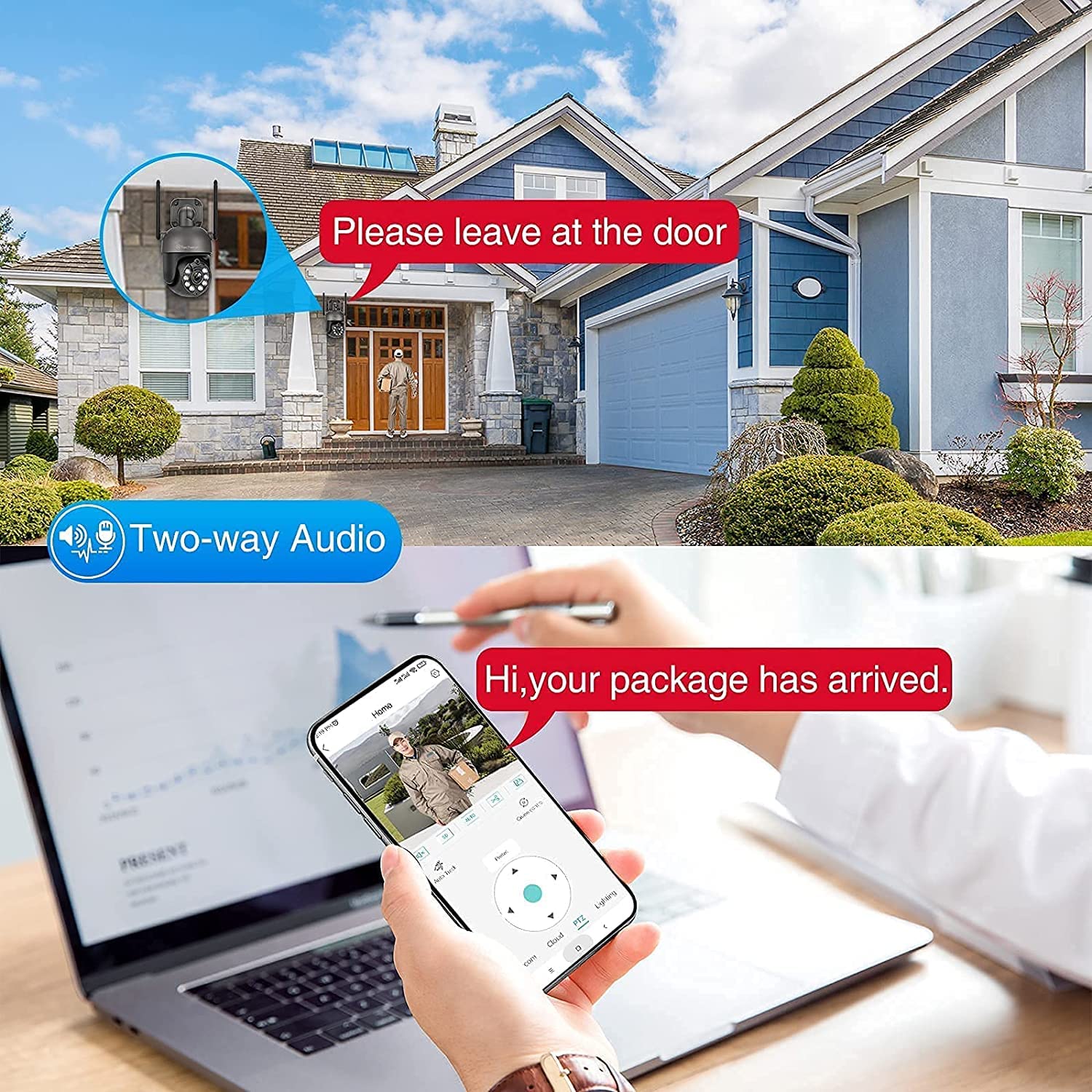Techage PT815G, Plug-in, Pan Tilt Security Camera Outdoor, Auto Tracking, 3MP, 360° View, WiFi, 2 Way Audio, Color Night Vision with Floodlights, IP66 Waterproof, SD Card/Cloud Storage, Grey