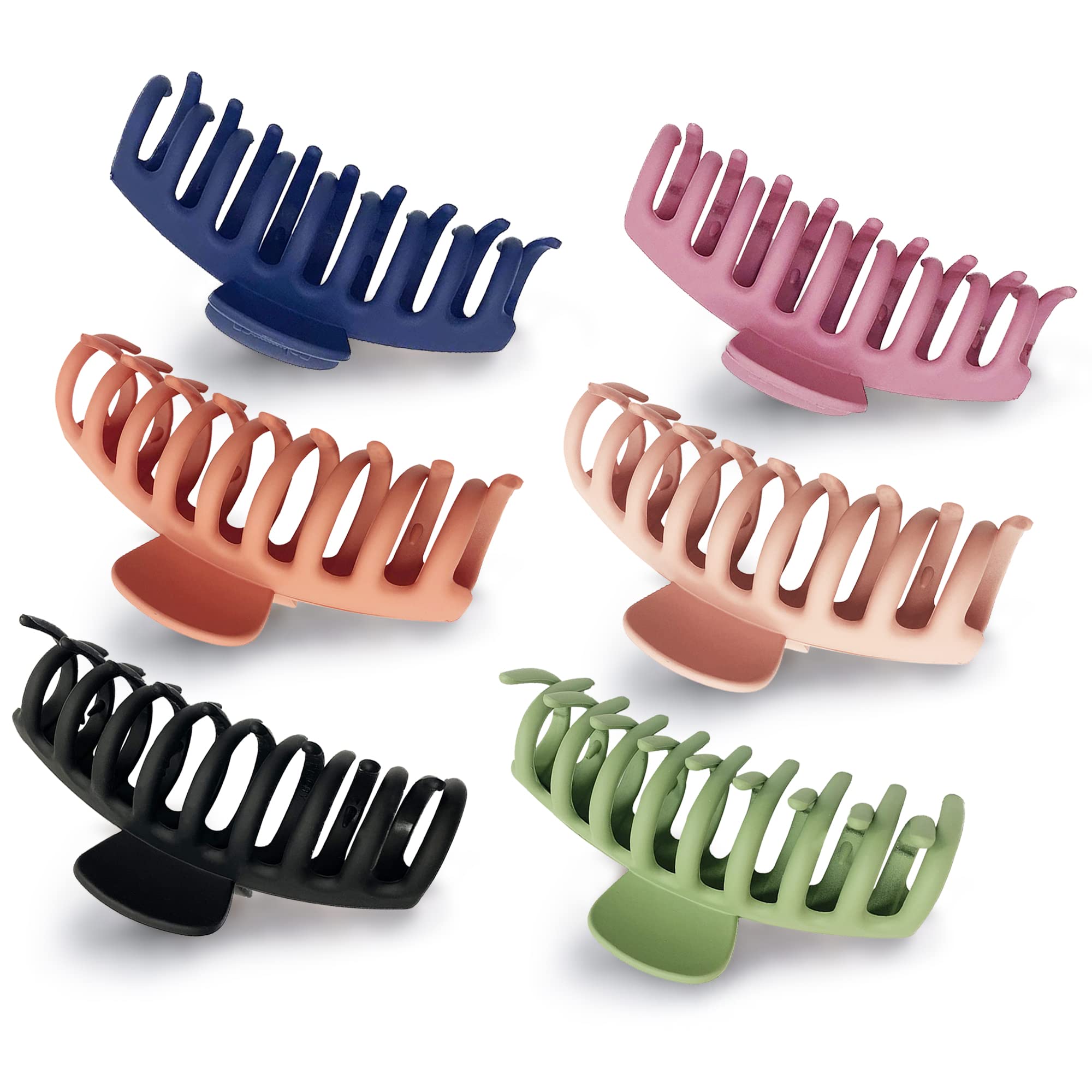The Xpressory Large Hair Claw Clips For Thick Hair - 6 Pack Big Non Slip, Easy to Use, Stylish, Matte Hair Clips For Women's Thick, Thin, Curly, Long & Neutral Hairs
