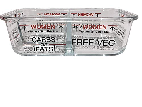 Portion Perfection Portion Control Container - Glass Meal Prep Containers Reusable for Food/Lunchbox 3pk, Oven-safe, 3 Compartment with Lids, Practical Weight Control, Clear Instruction Guide