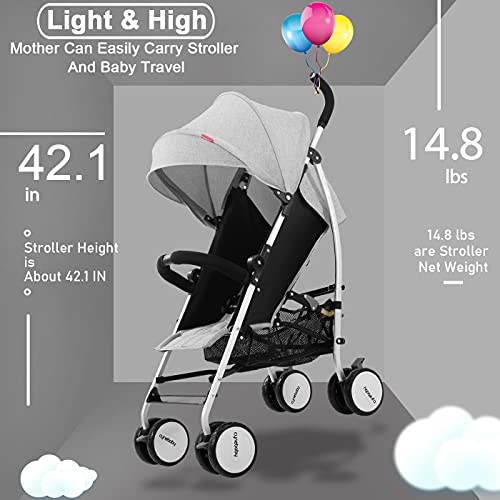 Umbrella Stroller for Toddler - Lightweight Compact Travel Foldable Baby Stroller, 3D Light Weight Portable Pram for Infant with Canopy Grey