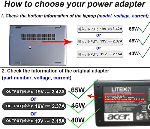 19V 3.42A 65W Replacement Laptop Battery Charger for Acer ChromeBook C720 C720P AC Adapter Power Supply Cord