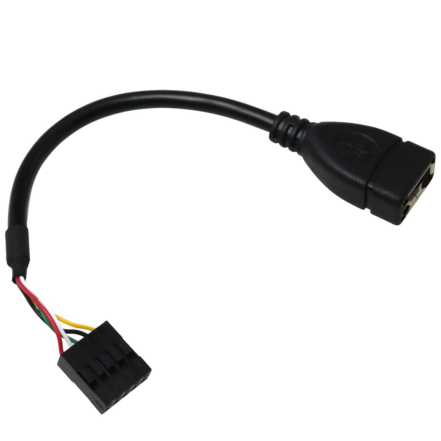 BAIRONG 10cm Motherboard USB 2.0 Adapter Cable A Female to Dupont 9 Pin Female Header Motherboard Cable Cord USB Header to USB Cable (0.1M), Black