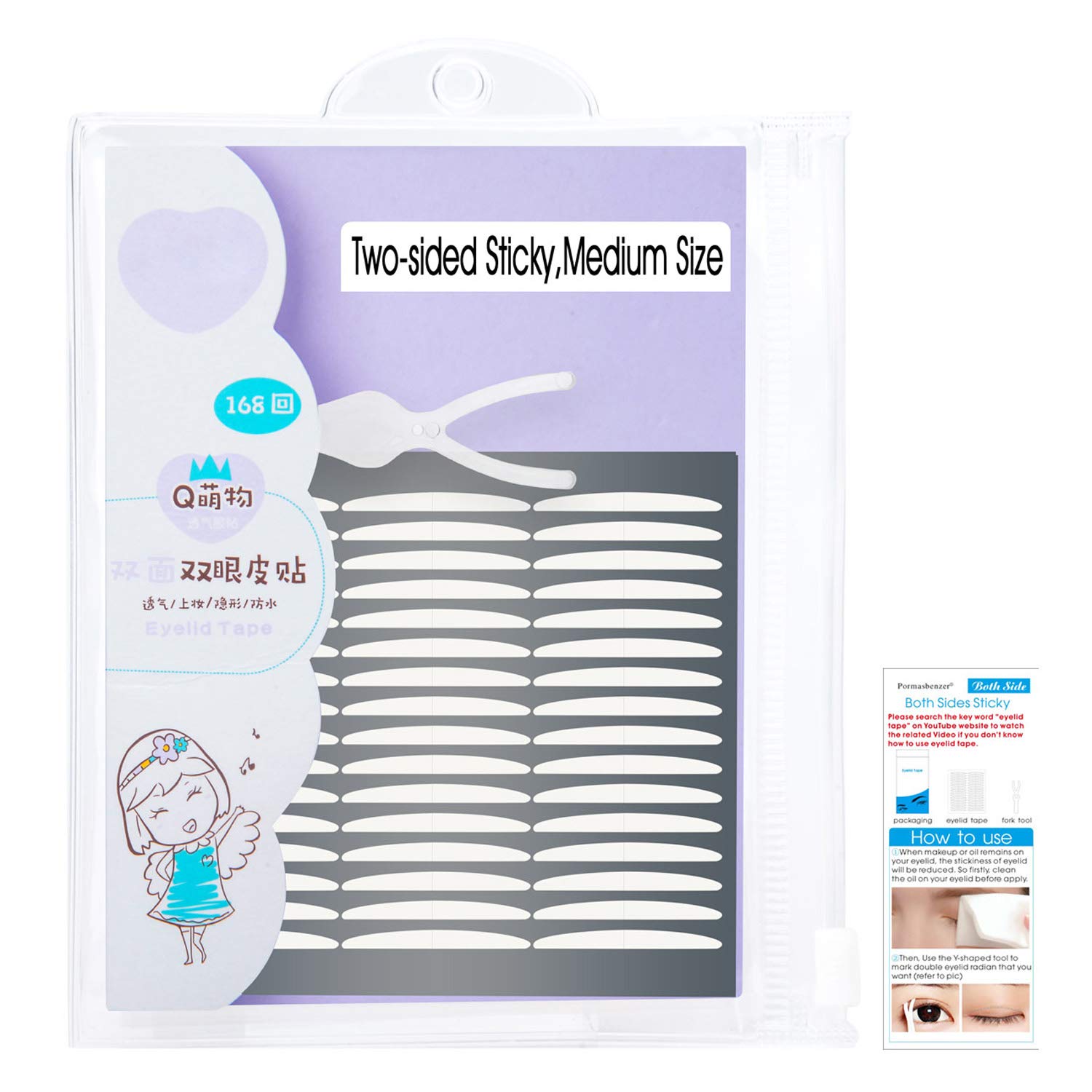 168Pairs Ultra Invisible Two-sided Sticky Double Eyelid Tapes Stickers for Heavy Saggy Droopy Hooded Eyelids, Medical Fiber Self-adhesive Strips, Instant Eyelid Lift Without Surgery