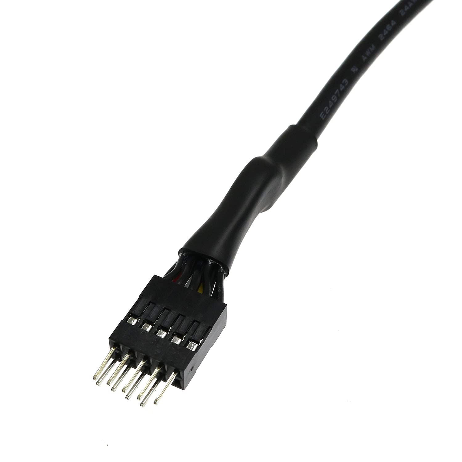 BAIRONG Black 9-Pin USB IDC Male Header to Single USB 2.0 Type A Male Cable 7.8 Inches