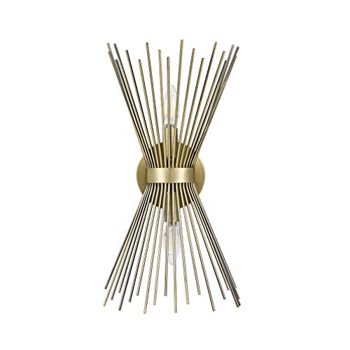 Amazon Brand β Rivet Mid-Century Modern Metal Starburst 2-Light Wall Sconce Lamp, Bulbs Included, 17.5"H, Antique Gold