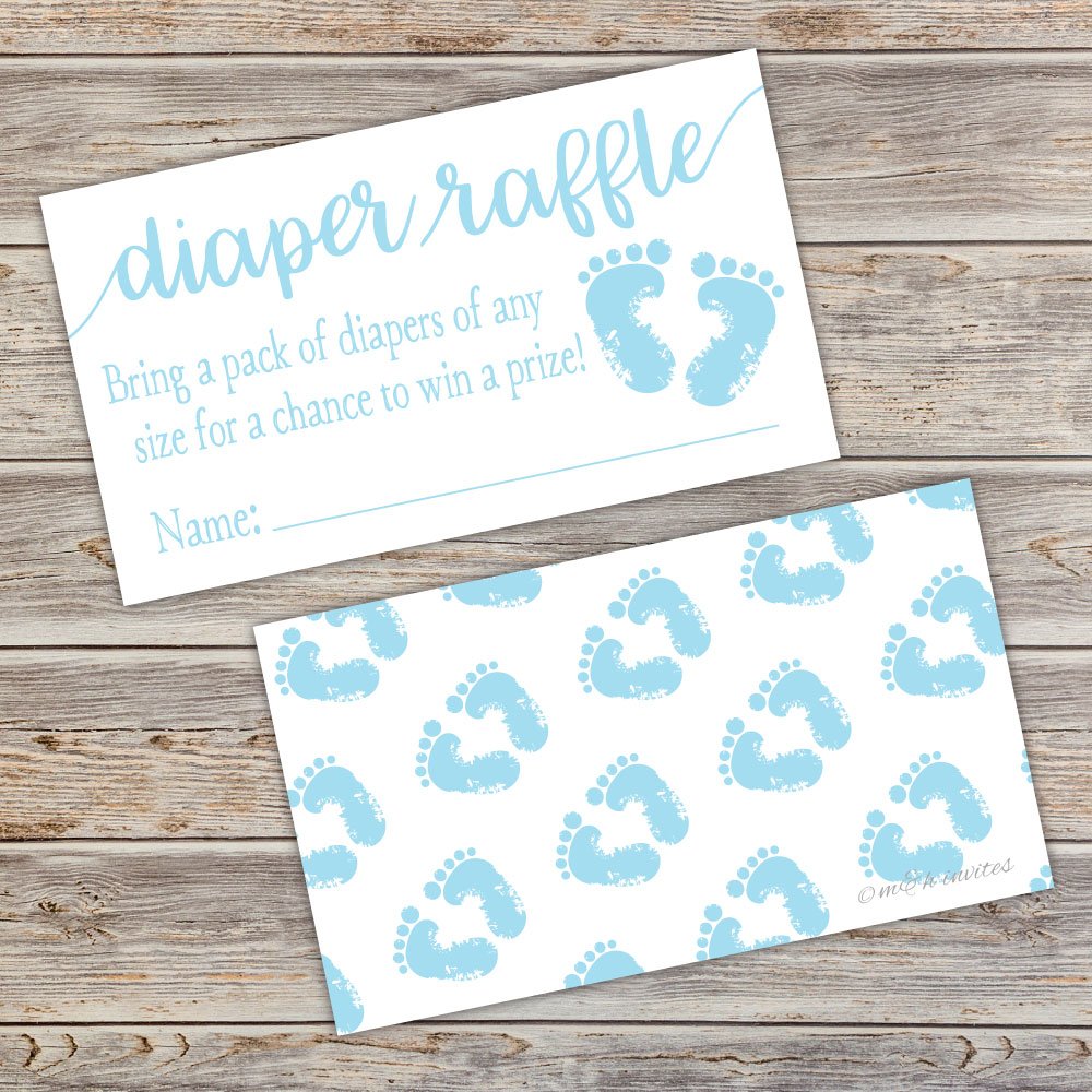 50 Blue Baby Feet Diaper Raffle Tickets - Boy Baby Shower Game