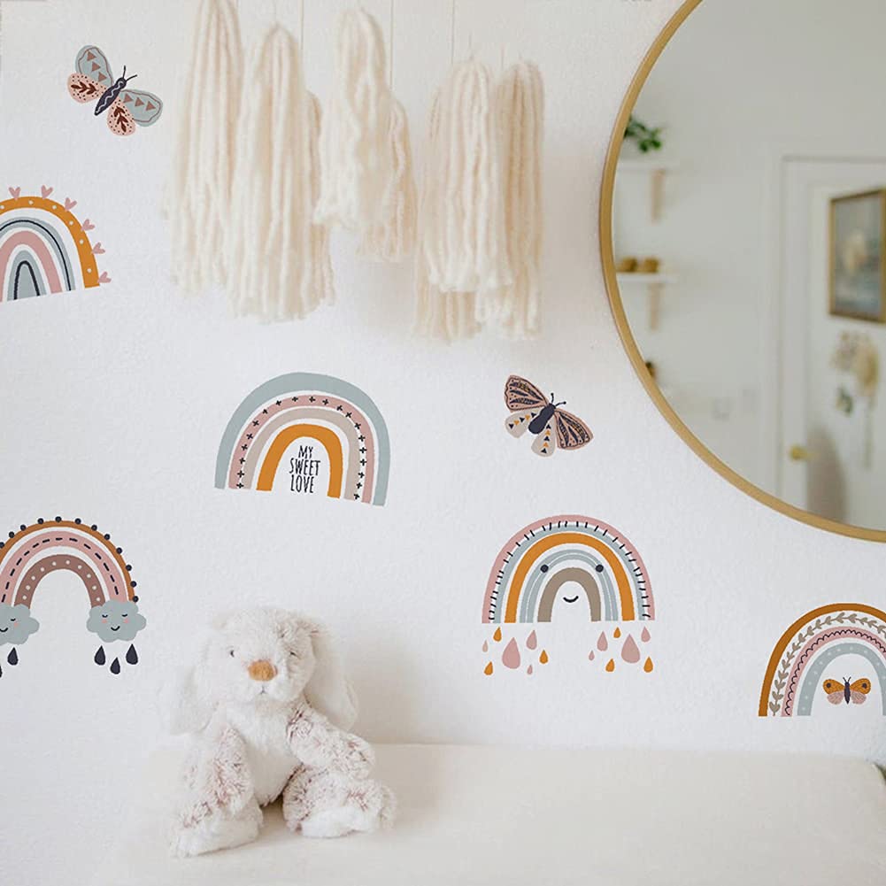 AOWDIAO Boho Rainbow Peel and Stick Wall Decals for Girls Bedroom, Kids Room, Nursery Decor, 56 Pcs