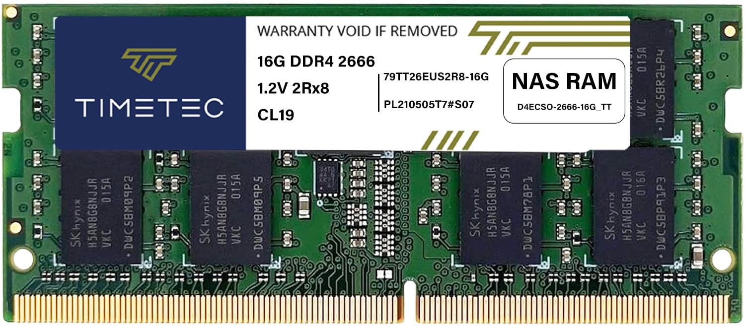 Timetec DDR4-2666 16GB Replacement for Synology D4ECSO-2666-16G DDR4 ECC Unbuffered SODIMM 2666MHz PC4-21300 260 Pin 1.2V CL19 Dual Rank 2Rx8 Memory RAM Upgrade (D4ECSO-2666-16G_TT)