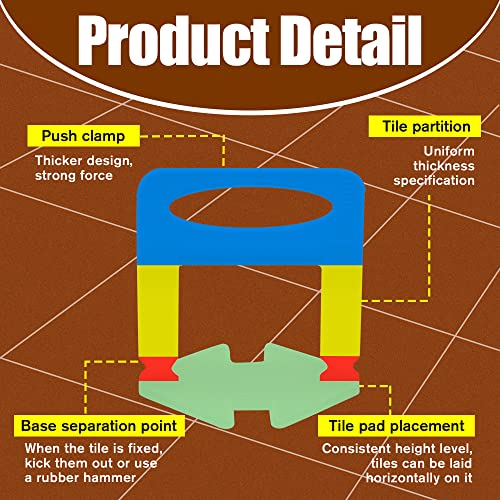 1/16" Tile Leveling System with Floor Tile Plier - 300Pcs Leveling Spacer Clips and 100Pcs Reusable Wedges, Tile Tools Kit for Professional Ceramic Tiles and Stone Installation