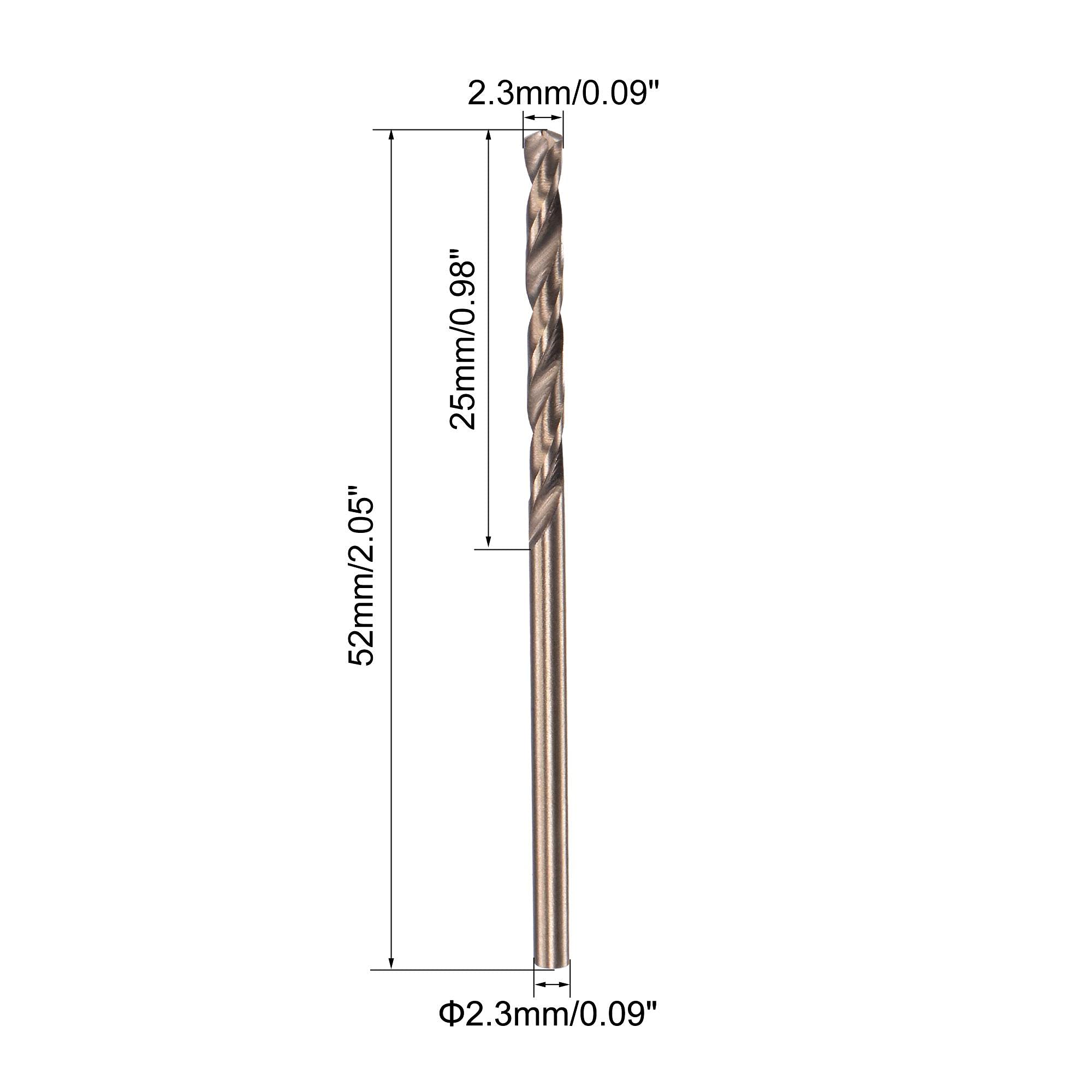 uxcell 2.3mm Drill Bits High Speed Steel Straight Shank 52mm Length Twist Drill Bit Fully Ground Titanium Coated 12 Pcs