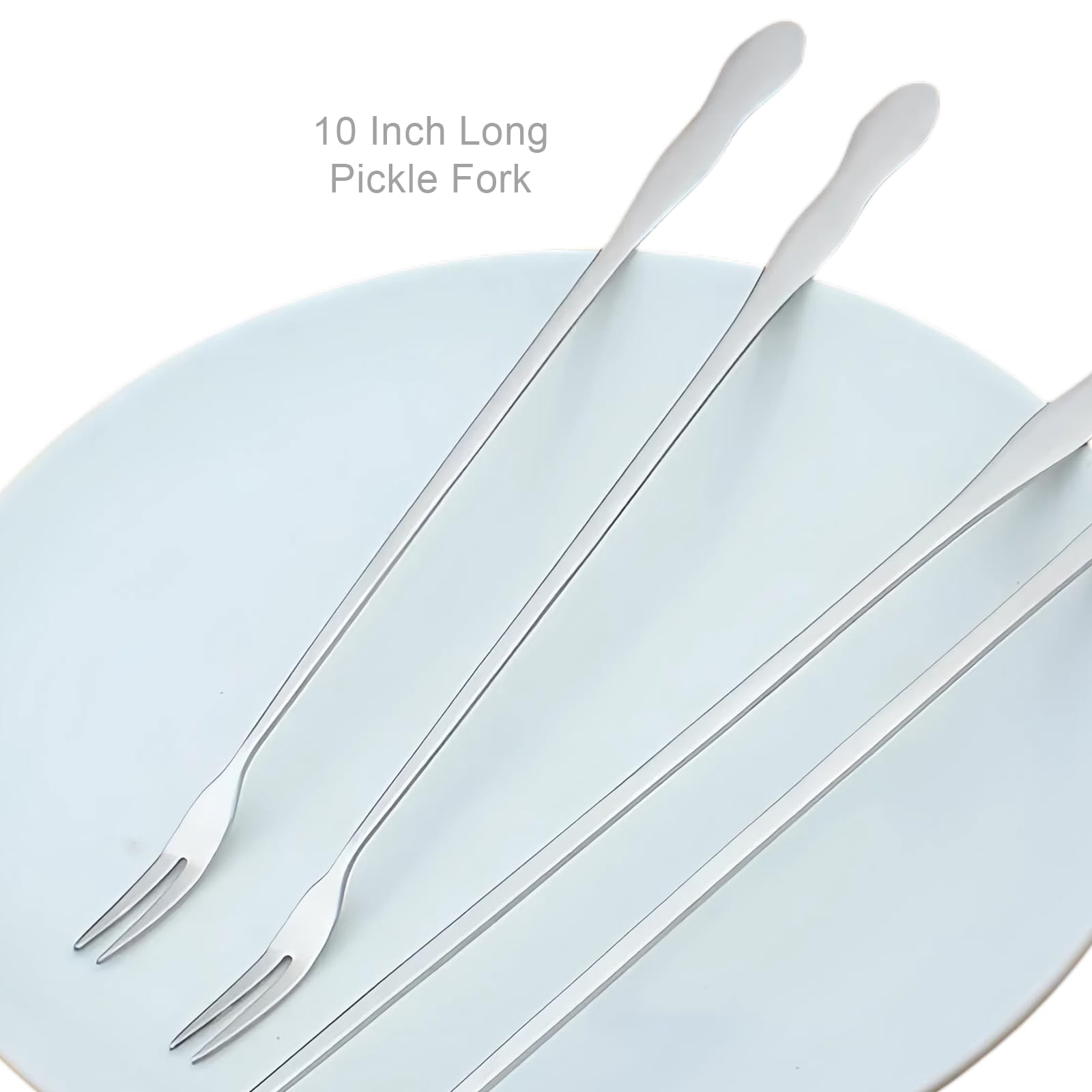 10 Inches Long Pickle Fork, 5 Pcs Long Handle Olive Fork, Stainless Steel Cocktail Forks, Pickle Grabber, Pickle Picker, 2 Prong Dessert Forks, Fruit Fork