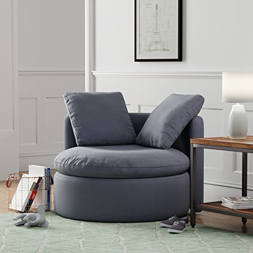 Amazon Brand β Stone & Beam Alende Deep Swivel Living Room Accent Chair, 46''W, Graphite Grey