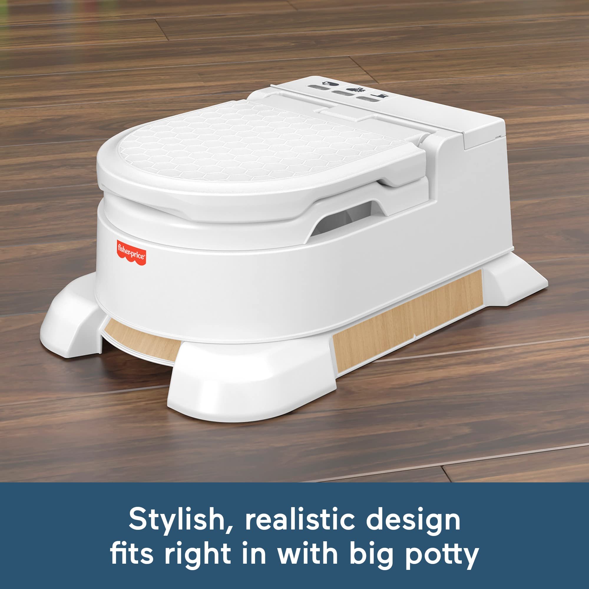 Fisher-Price Home Decor 4-in-1 Potty β Modern Infant to Toddler Potty Training Toilet and Step Stool with Removable Potty Ring, HBX68