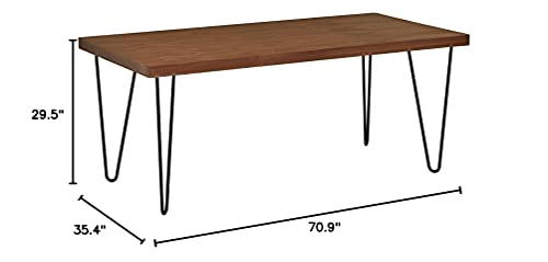 Amazon Brand – Rivet Industrial Mid-Century Modern Hairpin Dining Table, 70.9"L, Walnut and Black