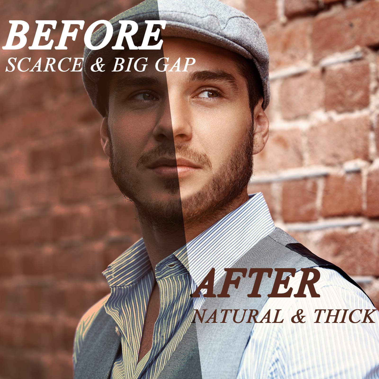2PCS Beard Pencil Filler for Men - Sweat Proof, Water Resistance, Long Lasting & Natural Finish barber Pencil, Mustache Repair Shape(BROWN)