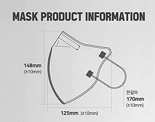 CHARMZONE KF94 Protective Disposable Mask 50 pieces White/Black/Grey Large Individually Packed Made in Korea (White, Large)