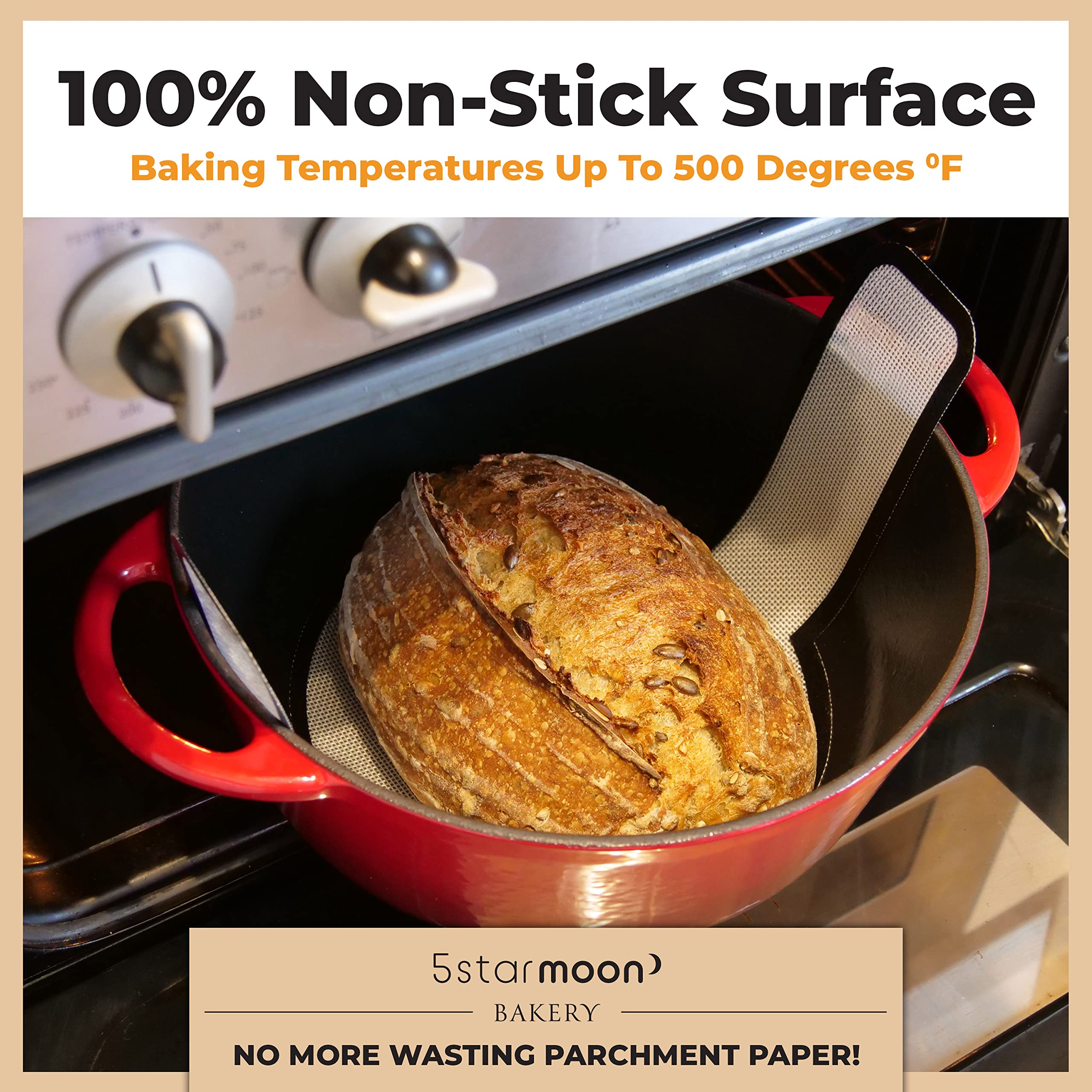 1 Silicone Bread Sling Dutch Oven Liner -Extra Thick Non-Stick Reusable Silicone Sourdough Bread Baking Mat with Long Handles - Sourdough Bread Baking Supplies for Easy Dough Transfer(Sourdough Queen)