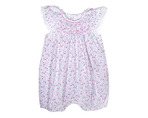 Baby Hand Smocked Bubble Bodysuit, White Romper