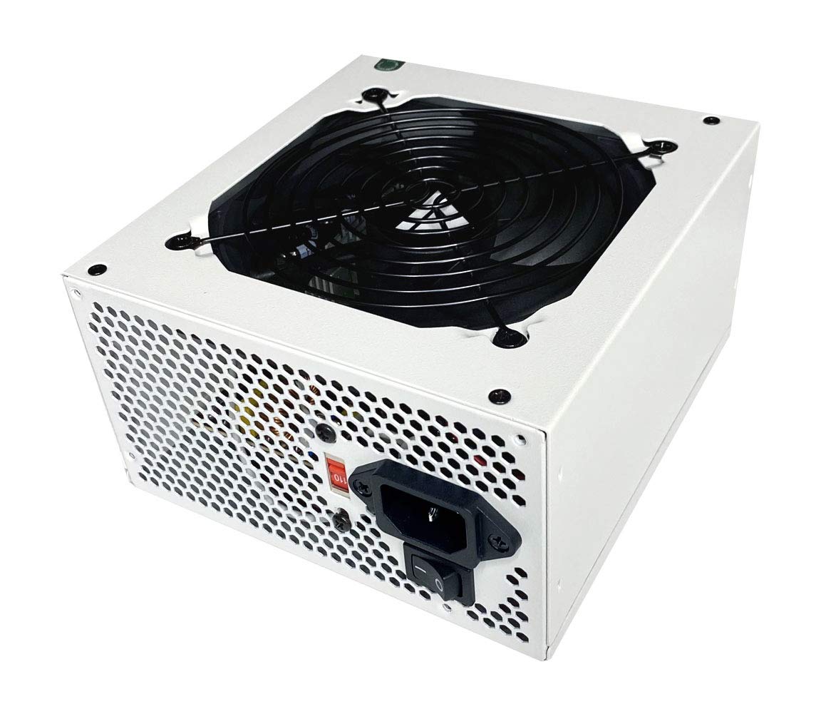 Apevia ATX-ES600-WH Essence 600W ATX Semi-Modular Gaming Power Supply with Auto-Thermally Controlled 120mm Black Fan, 115/230V Switch, All Protections, White Casing
