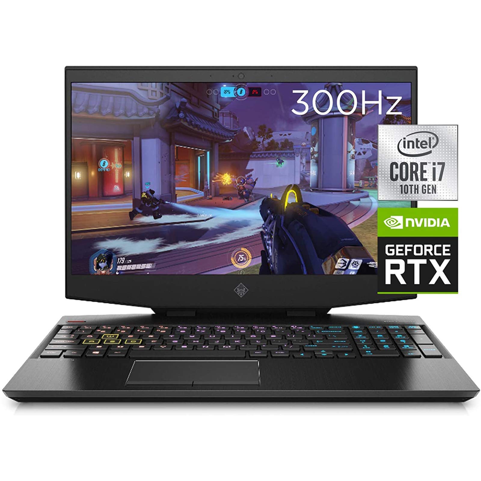 HP OMEN 15.6 Inch 300Hz FHD 1080P Gaming Laptop, Intel Core i7-10750H up to 5.0GHz, RTX 2070 Max-Q 8GB, Backlit KB, 32GB RAM, 1TB PCIE SSD (Boot) + 2TB SSD, Win10 + NexiGo Wireless Mouse Bundle