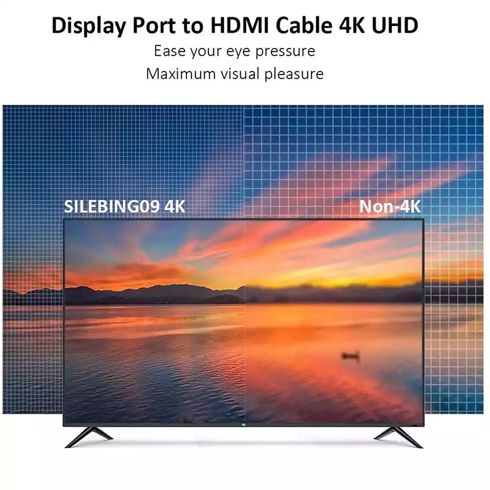 SIREG DP to HDMI Cable 1.5m/4.9FT, Support 4K Resolution, 1.4 4D Version,for Connection DisplayPort to HDMI Video Display Device