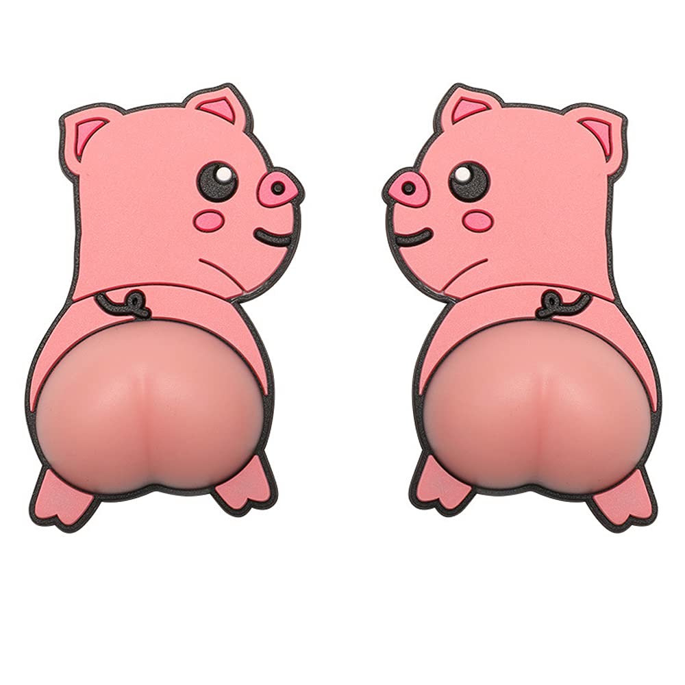 HALUOGUAI 1 Pair 3D Cartoon Animal Butt Shaped Flexible Silicone Fridge Door Stops,Self Adhesive Decorative Wall Protector,Pink Peach Shaped Waterproof Toilet Lid Bumper Pad (Pig)