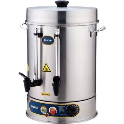 400-CUP LARGE BIG STORAGE Stainless Steel Double Compartment and Spigots Commercial industrial Cafe Restaurant Catering Perculator Hot Water Tea Coffee Maker Brewer Brewing Machine Urn Dispenser