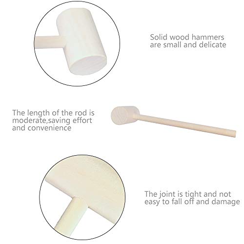 5 Pack Mini Wooden Hammers Mallet, Pounding Solid Natural Hardwood Crab Hammer,Seafood Shellfish Crab Mallet Solid, for Cracking Seafood Tool