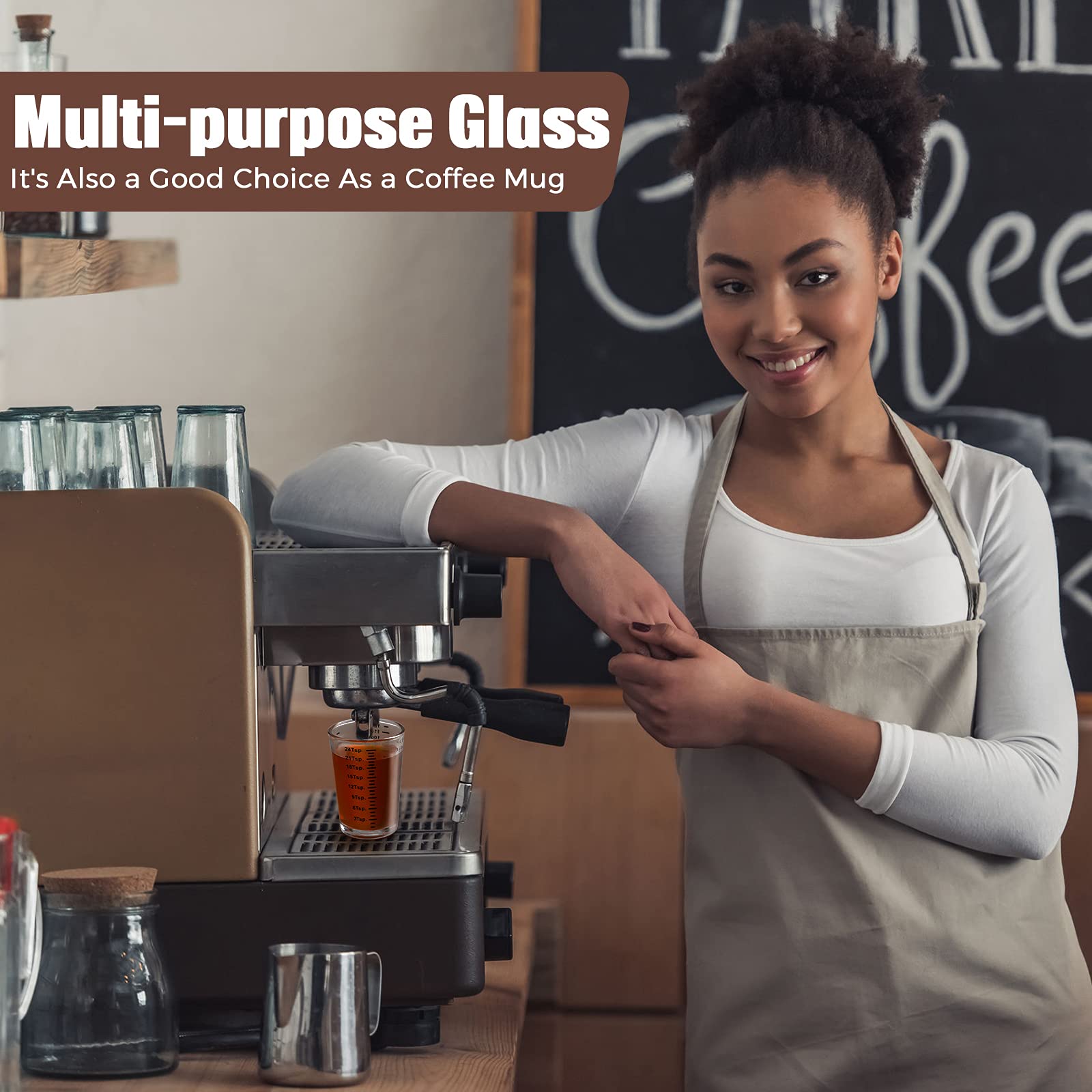 2 Pieces 4 oz Measuring Cup Shot Glass Espresso Shot Glass Liquid Heavy Glass Wine Glass (Black Letters)