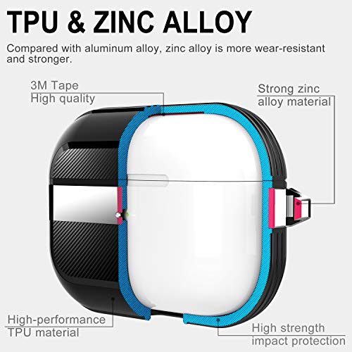 HALLEAST Compatible Airpods Pro 2 Case 2022, Airpods Pro 1 Case 2019, Metal Alloy Cover Shockproof Protective TPU Shell with Keychain, Front LED Visible & Support Wireless Charging, Black